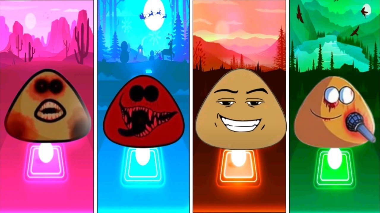 Pou Animation🆚Pou Horror🆚Pou Exe🆚Pou Song Tiles Hop Edm Rush Game Who ...