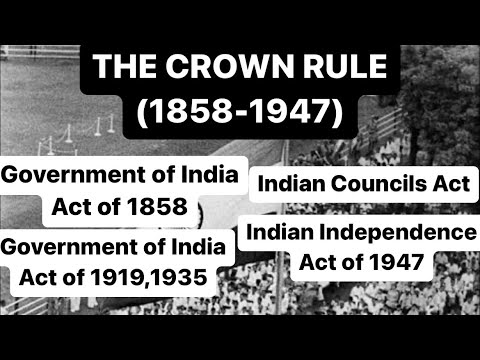 THE CROWN RULE(1858-1947)|Government of India Act of 1858,1919,1935 ...