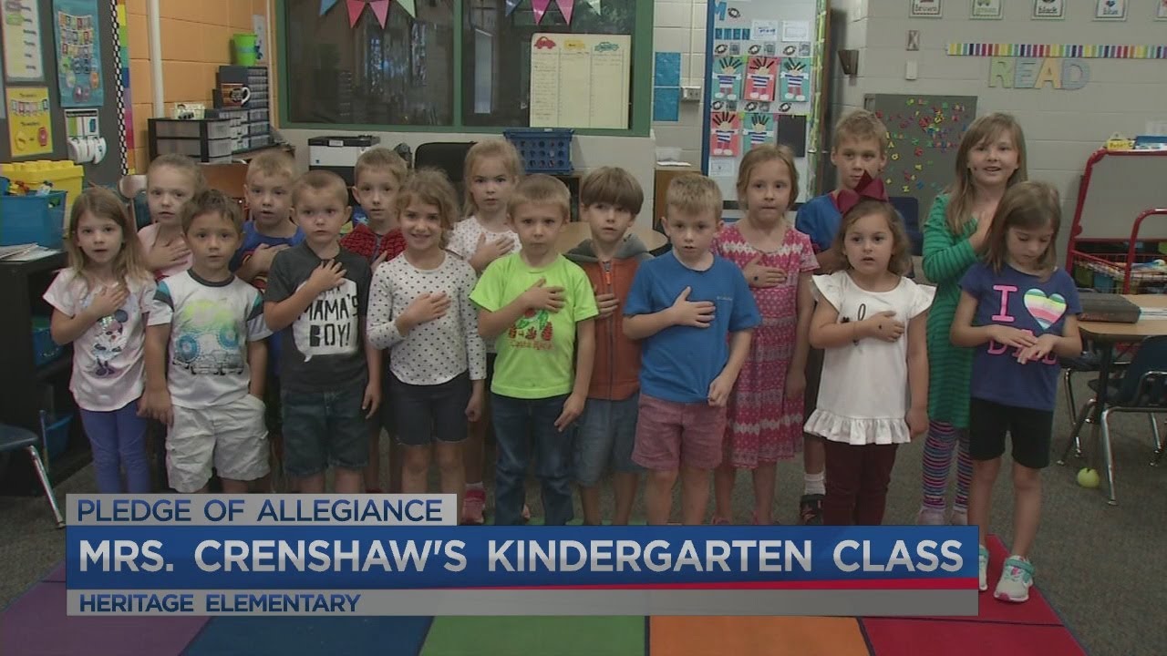 Pledge of Allegiance: Mrs. Crensaw's kindergarten class at Heritage ...