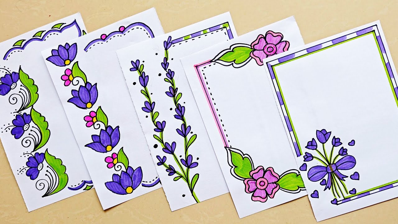 Beautiful purple border designs for project work|Project work design ...
