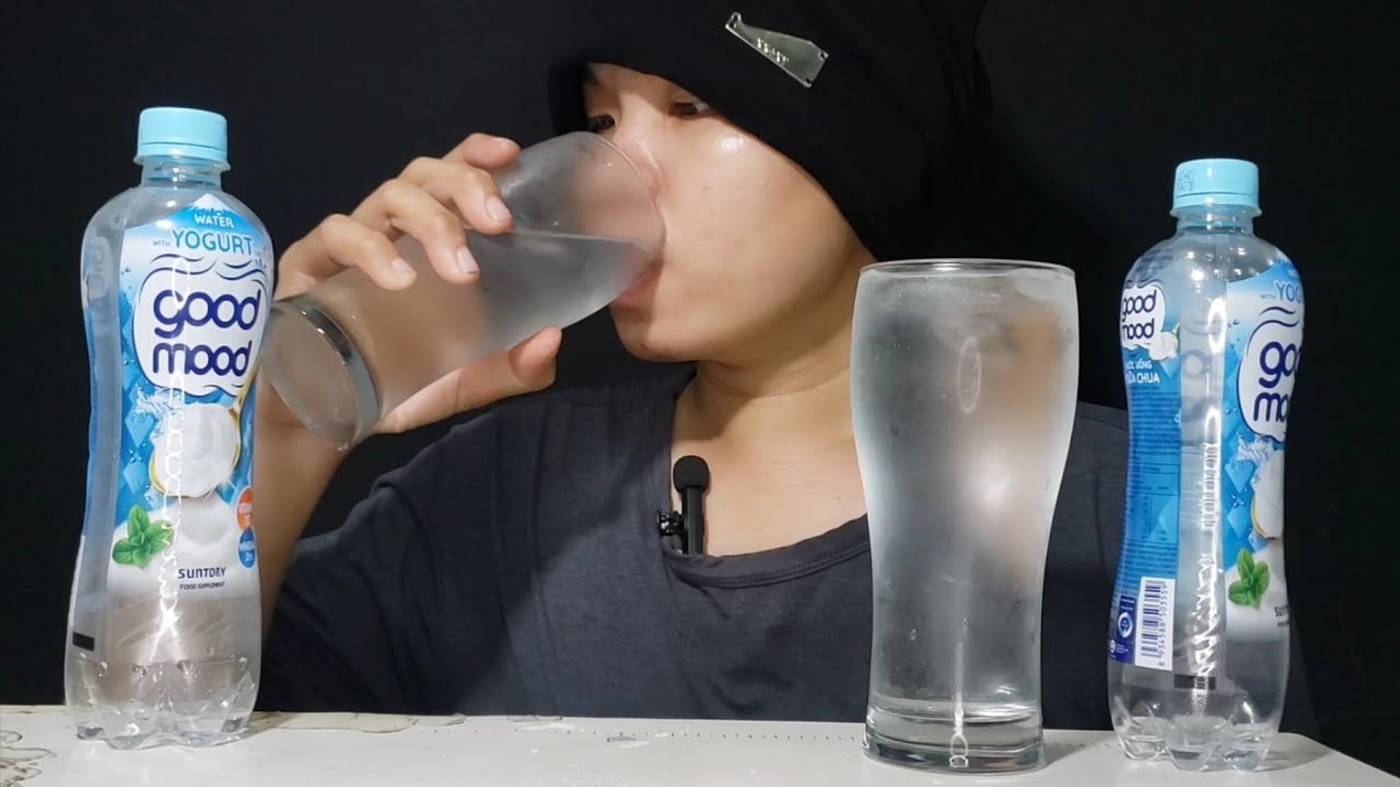 ASMR sounds ♪︎ drink ice cold water. Good Mood yogurt flavor. cool and ...