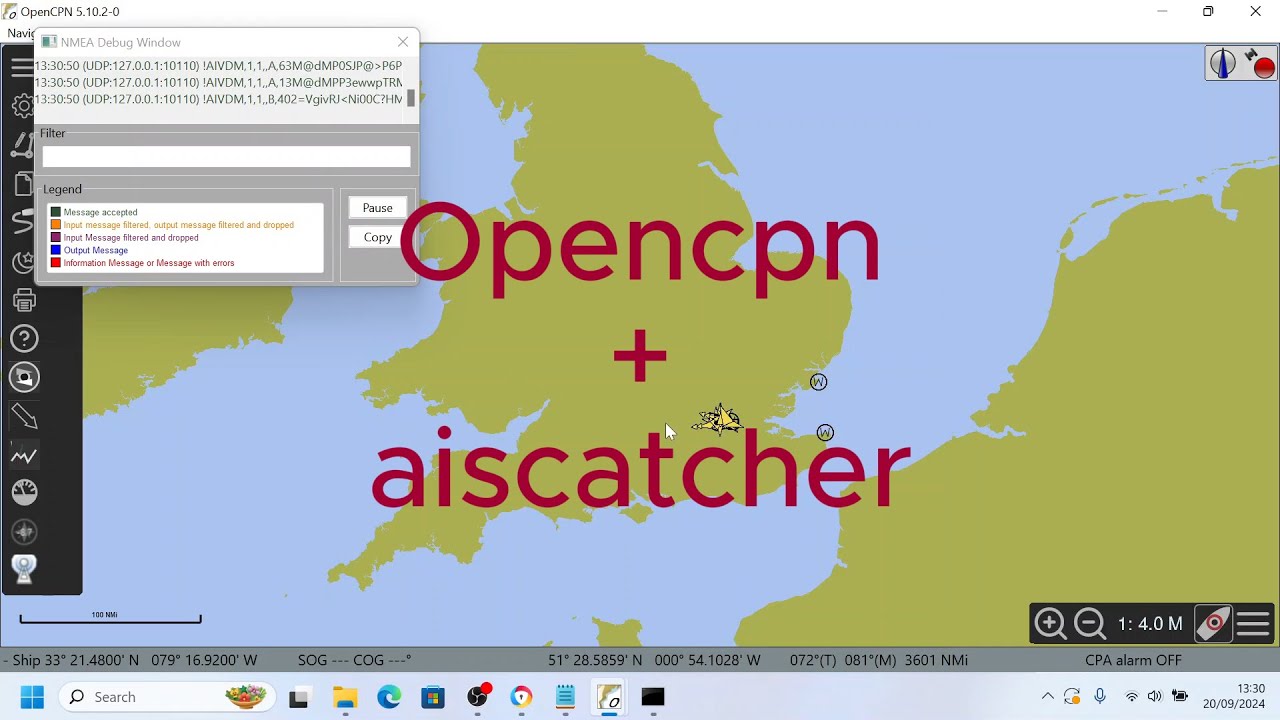 opencpn + aiscatcher - YouTube