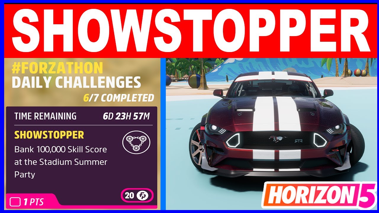 Forza Horizon 5 SHOWSTOPPER Forzathon Daily Challenges Bank 100K Skill ...