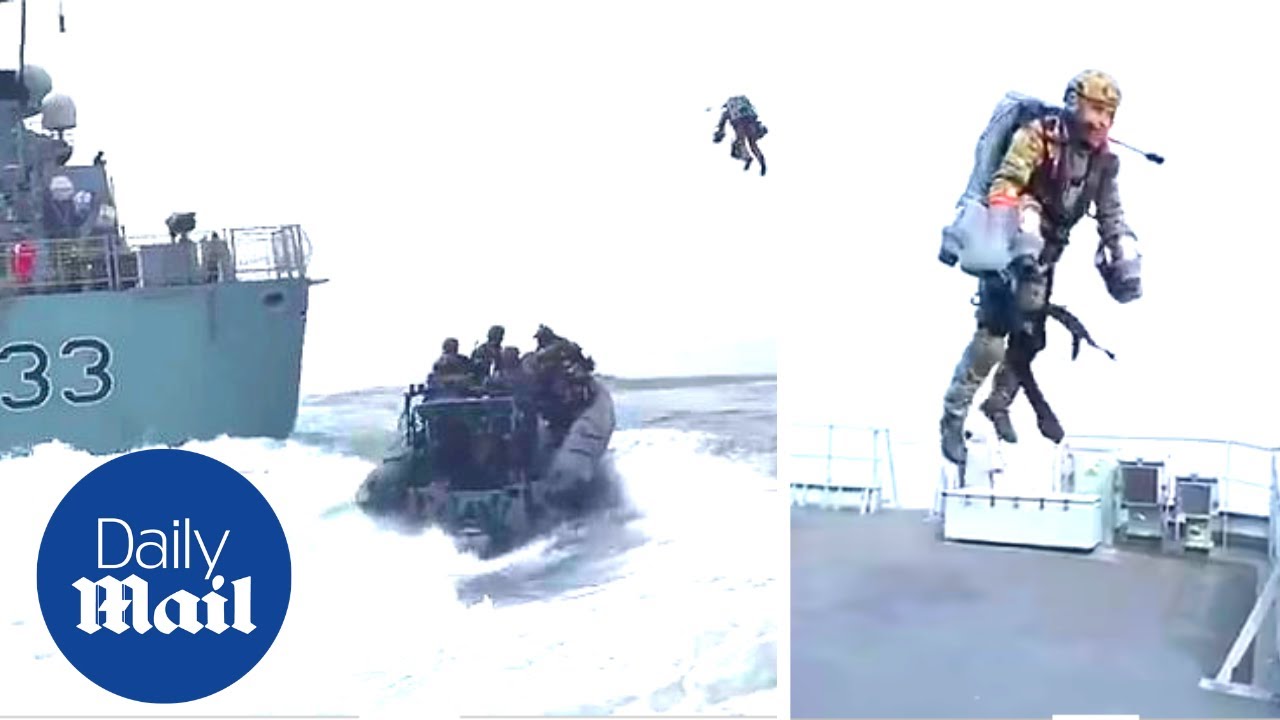 Royal Navy test jet pack suit in incredible flying exercise - YouTube