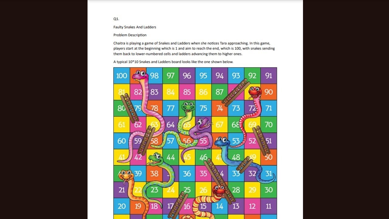 Faulty snakes and ladder problem solution Zone 1 TCS CodeVita Season 12 #tcscodevita - YouTube