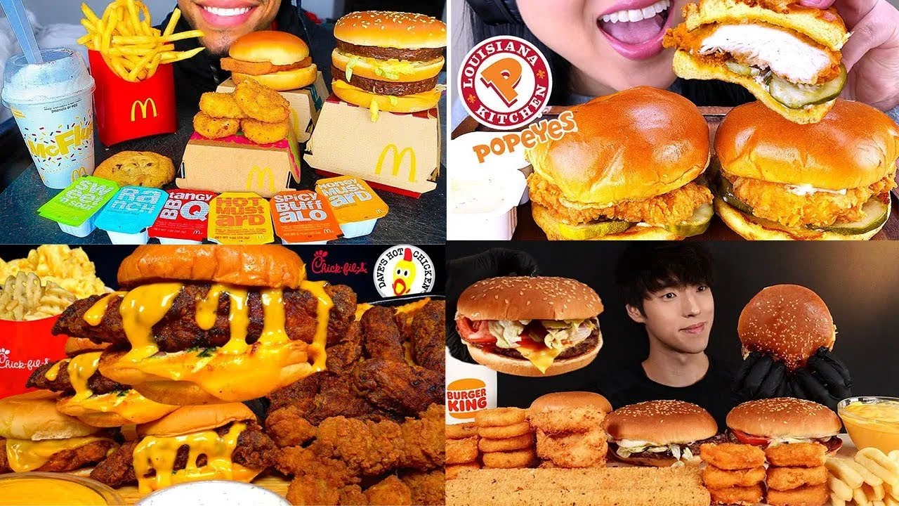 ASMR Fast Food Mukbang Compilation | Fast Food Asmr | Satisfying eating ...