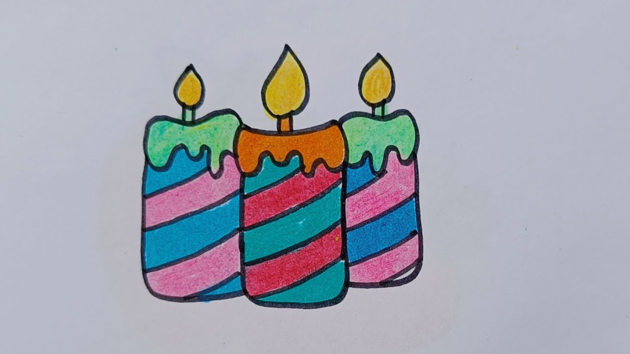 easy candle 🕯️ drawing and colouring ।। how to draw candle - YouTube