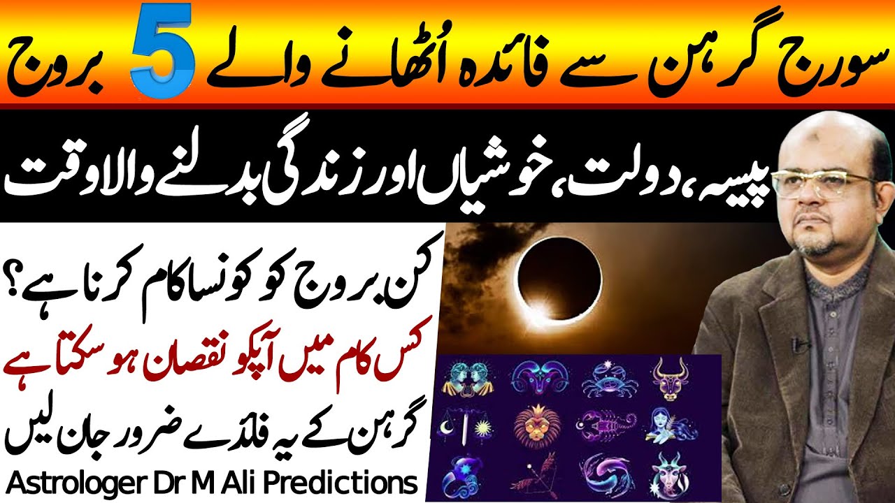 The Lucky 5 Zodiac Signs of Solar Eclipse (Suraj Grahan) | Dr M Ali ...