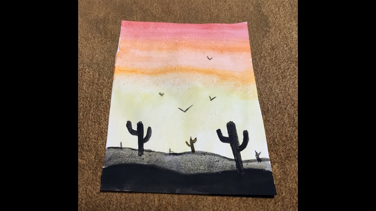 DESERT SUNSET PAINTING - easy for beginners - YouTube
