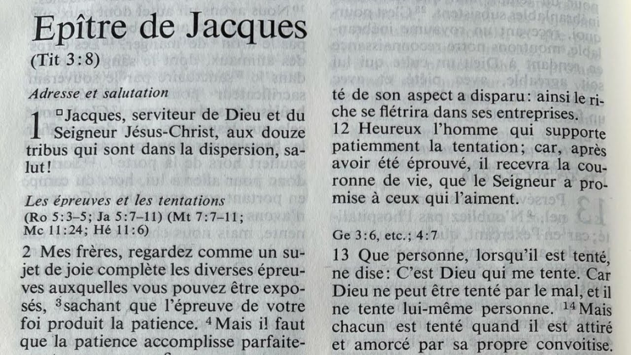 Lectio (25) : Jacques - chapitre 2 - YouTube