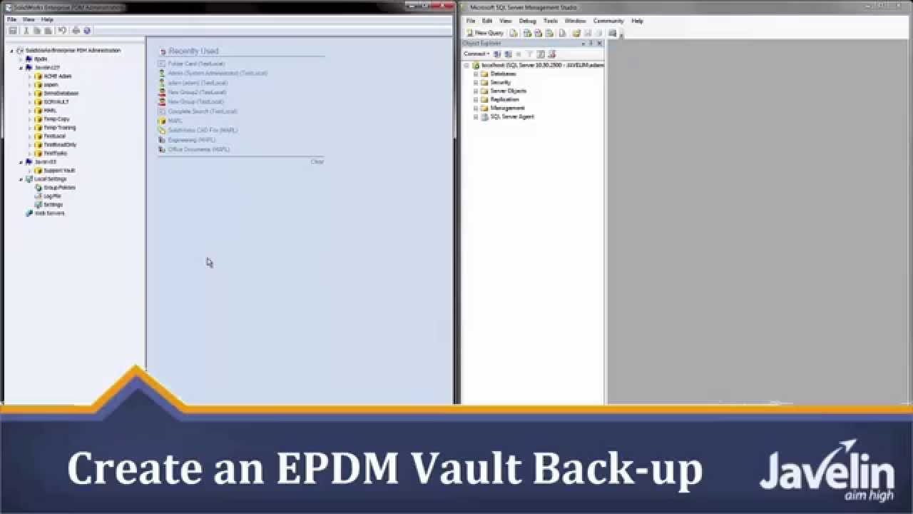 SOLIDWORKS EPDM Tutorial: Create an EPDM Vault Back-up - YouTube