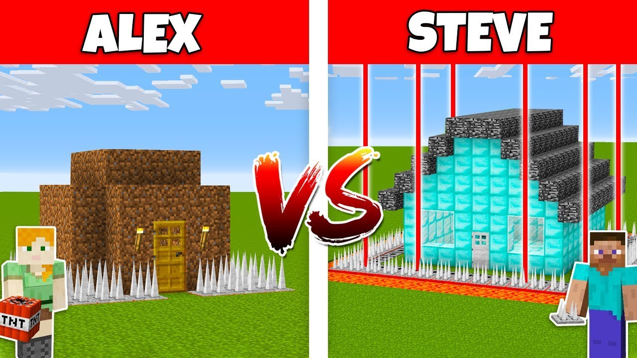 MINECRAFT - ALEX vs STEVE! THE WORLD'S SAFEST HOUSE IN MINECRAFT - The ...