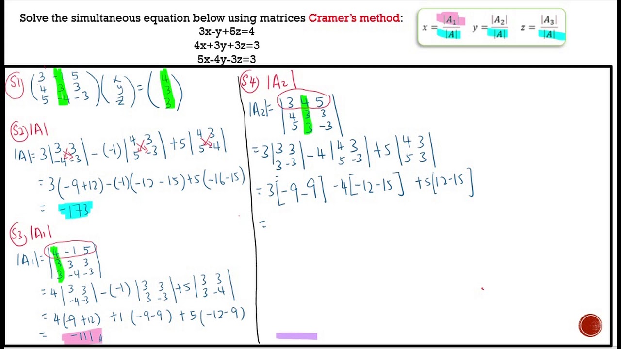 DBM10013 ENGINEERING MATHEMATICS 1 TOPIC 4: CRAMER'S RULE - YouTube