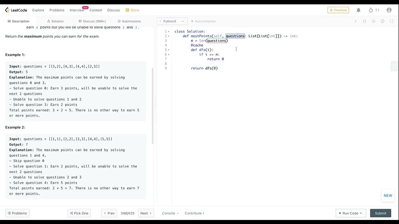 Leetcode May Daily Day 12 2140 Solving Questions With Brainpower Youtube
