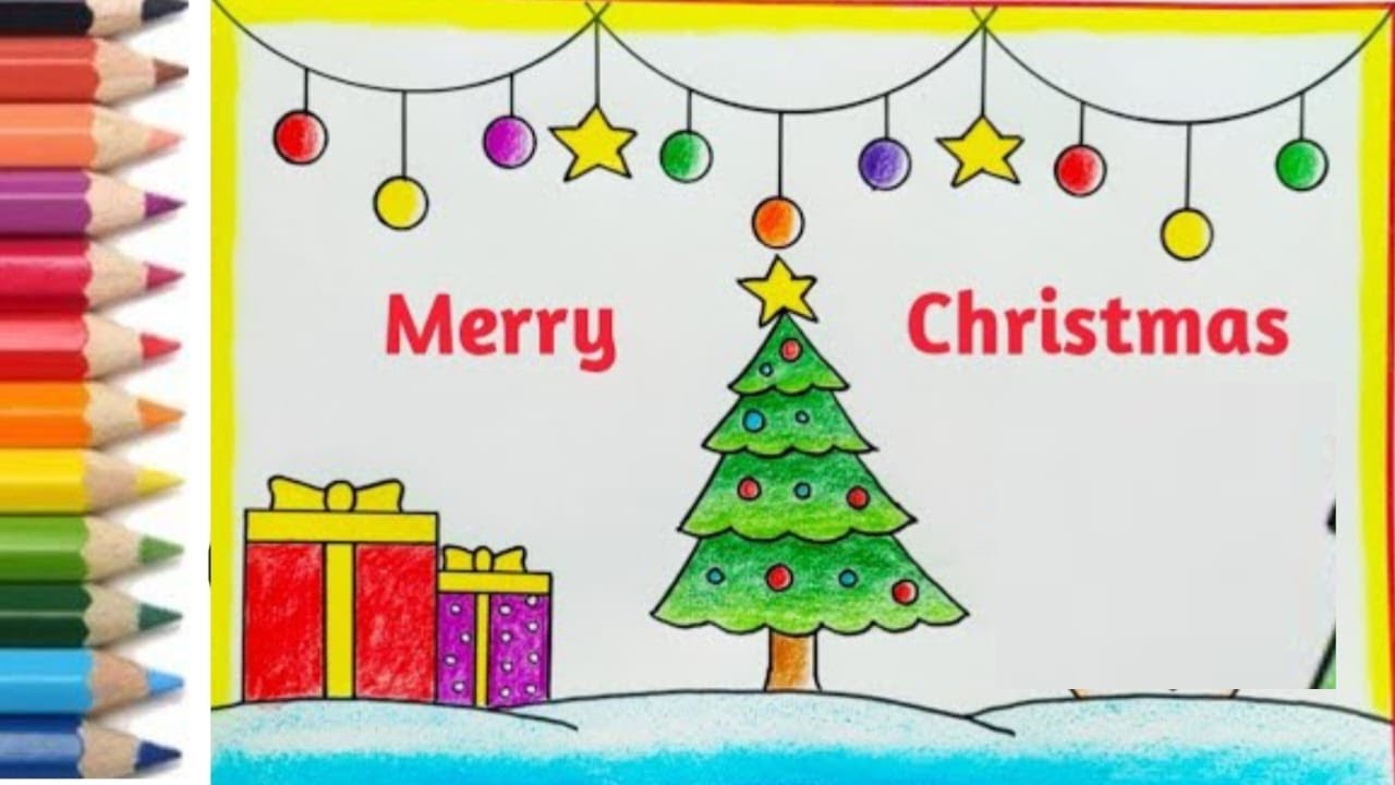 Christmas tree drawing#Christmas card # Christmas day# drawing#how to ...
