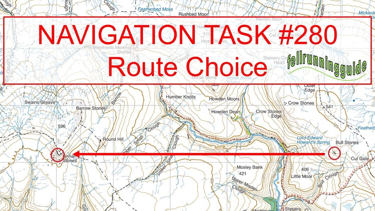 Map Reading Task 280 Route choice from Bull Stones to Grinah Stones ...