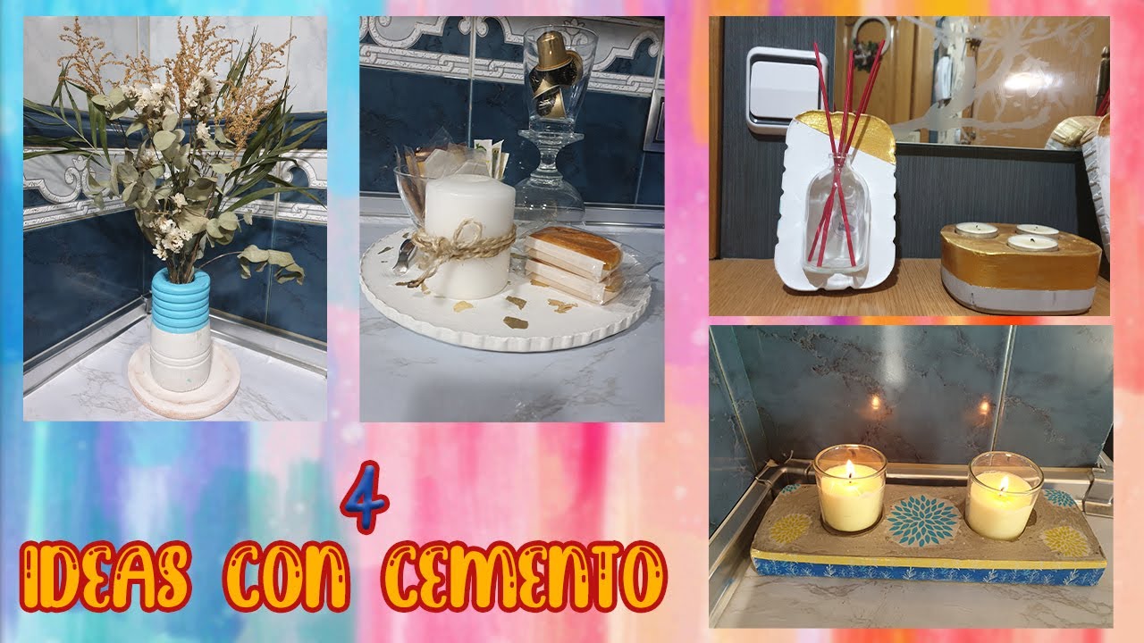 4 IDEAS CON CEMENTO/DIY CON CEMENTO MUY FACILES - YouTube
