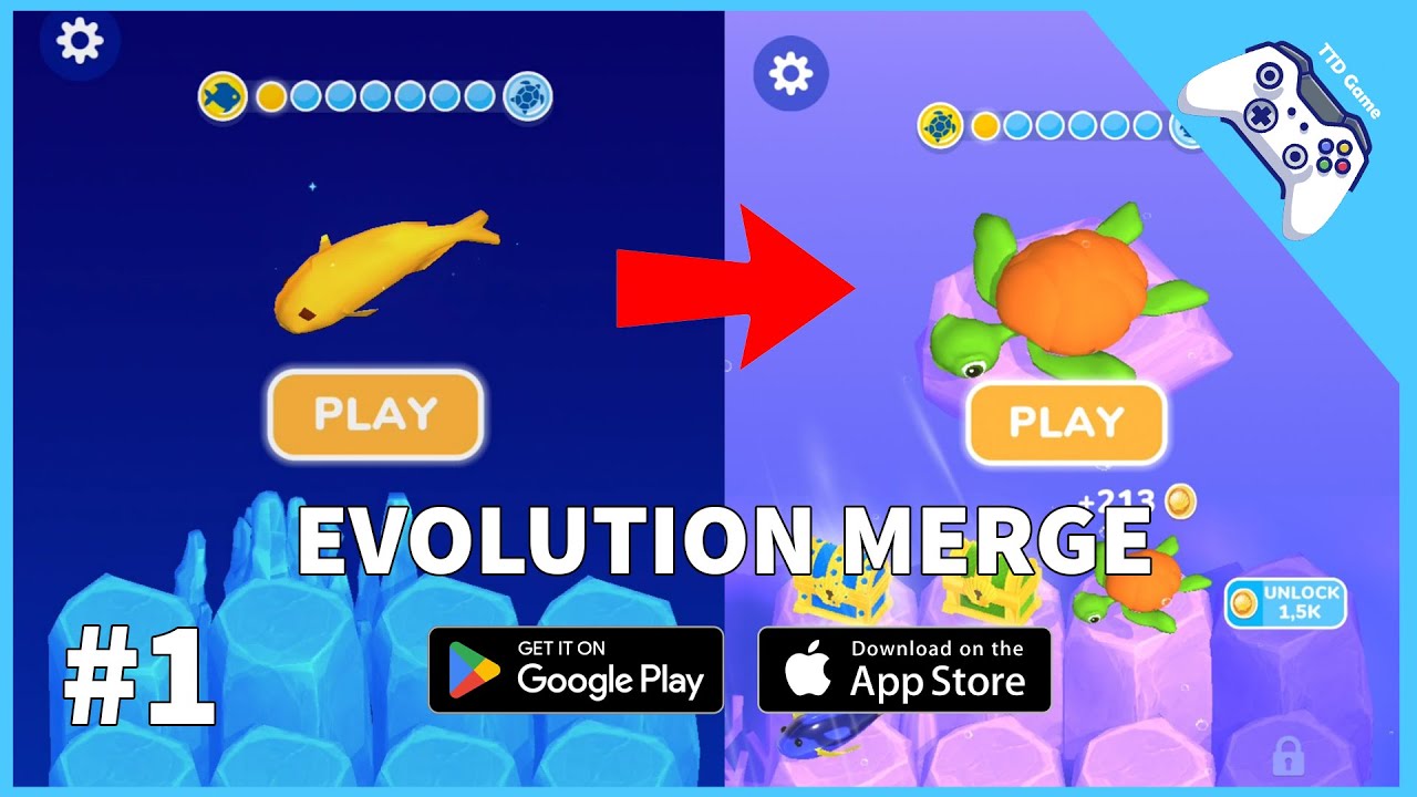 Evolution Merge - Quá Trình Tiến Hóa Từ Cá Thành Rùa - TTD Game - YouTube
