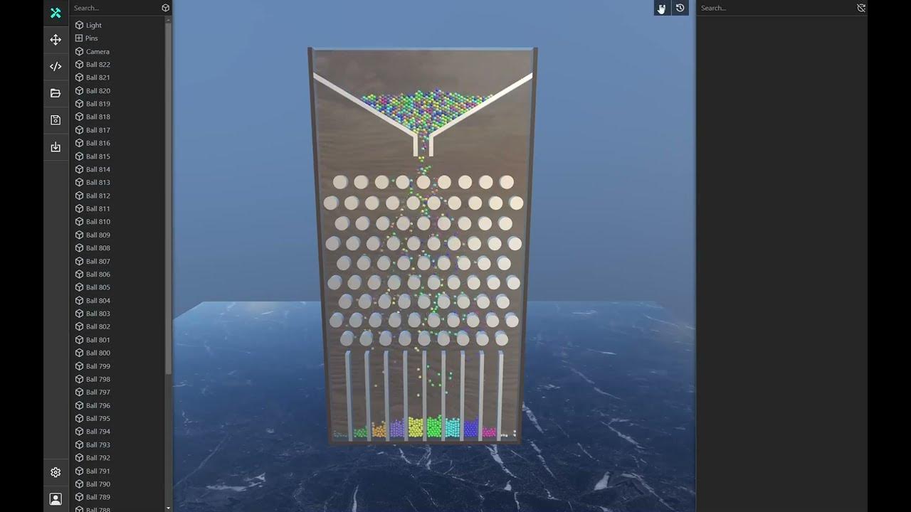Simulation of Galton Board - YouTube