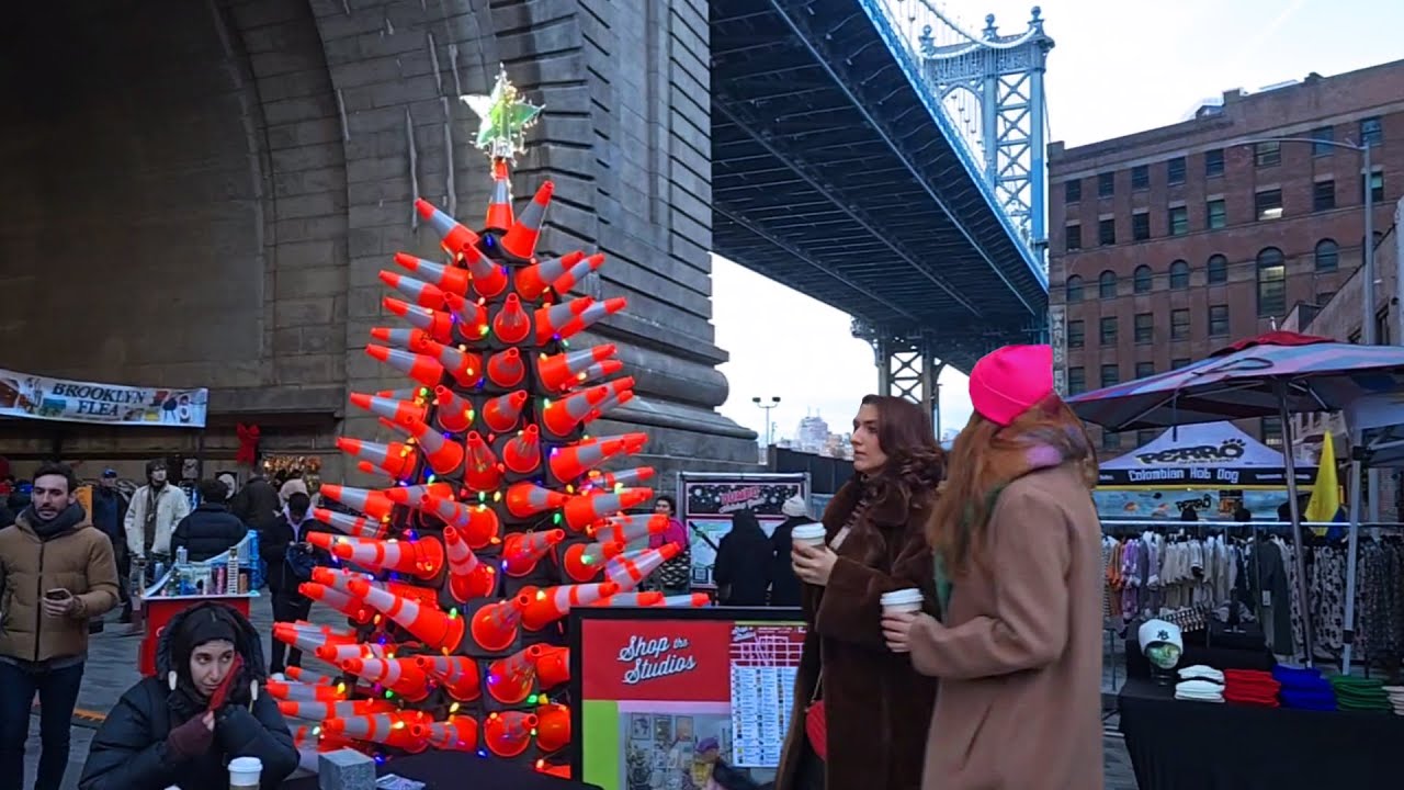 🔴 LIVE NYC: Dumbo, Brooklyn Bridge, Flea Market, Ice Skating Rink ...