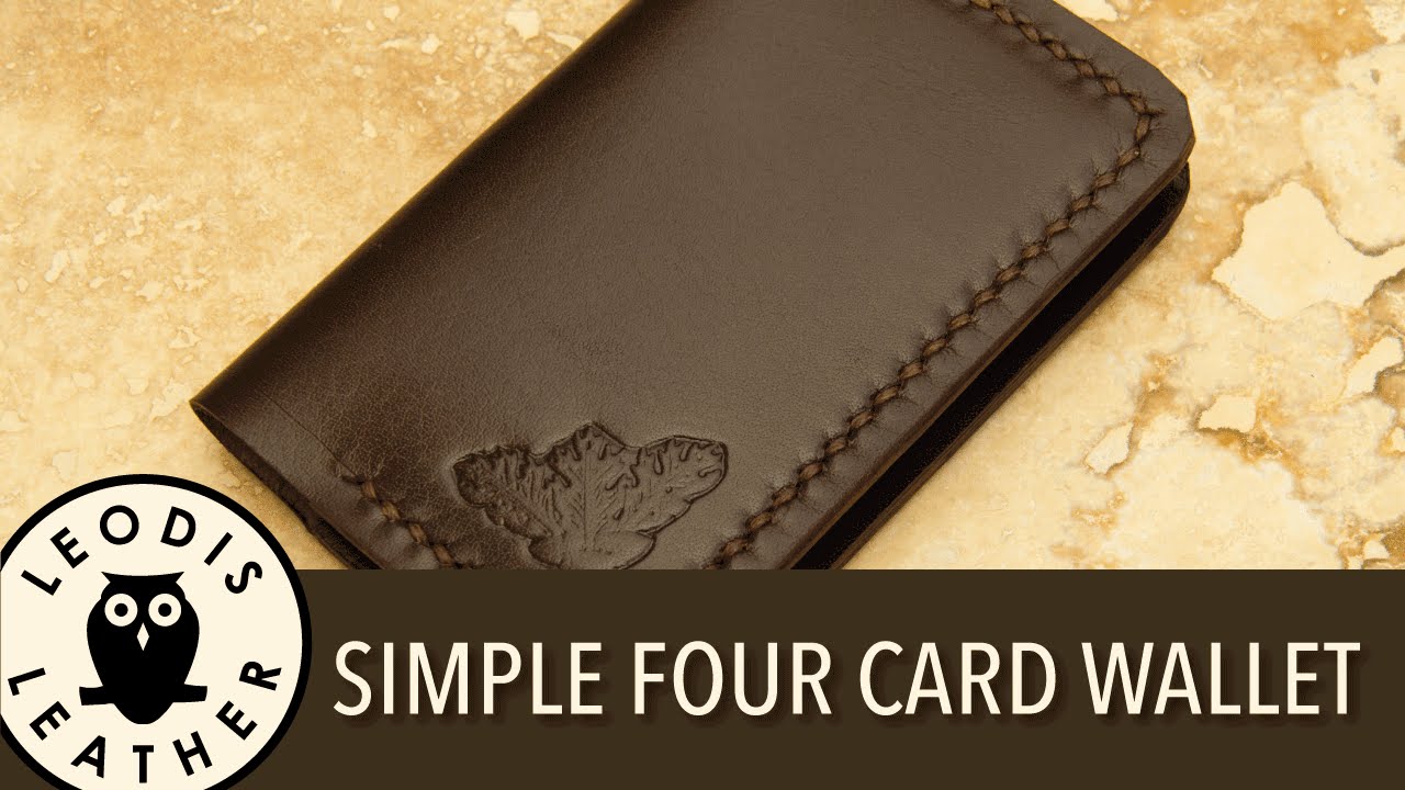 Making a simple 4 card leather wallet - YouTube