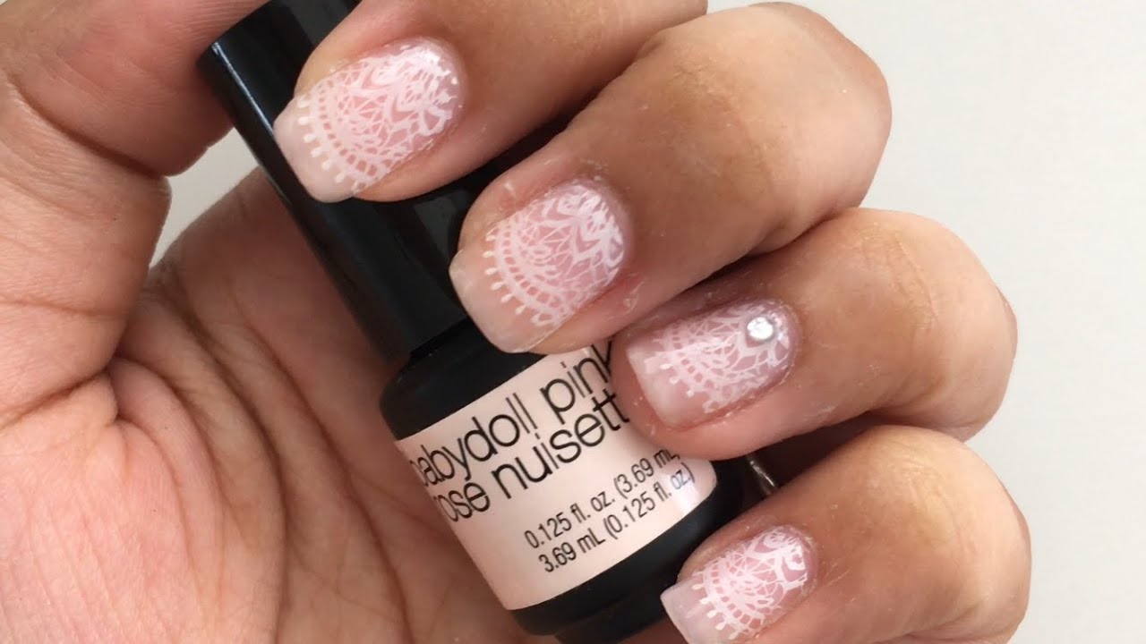 Wedding nails tutorial using gel nail polish - YouTube