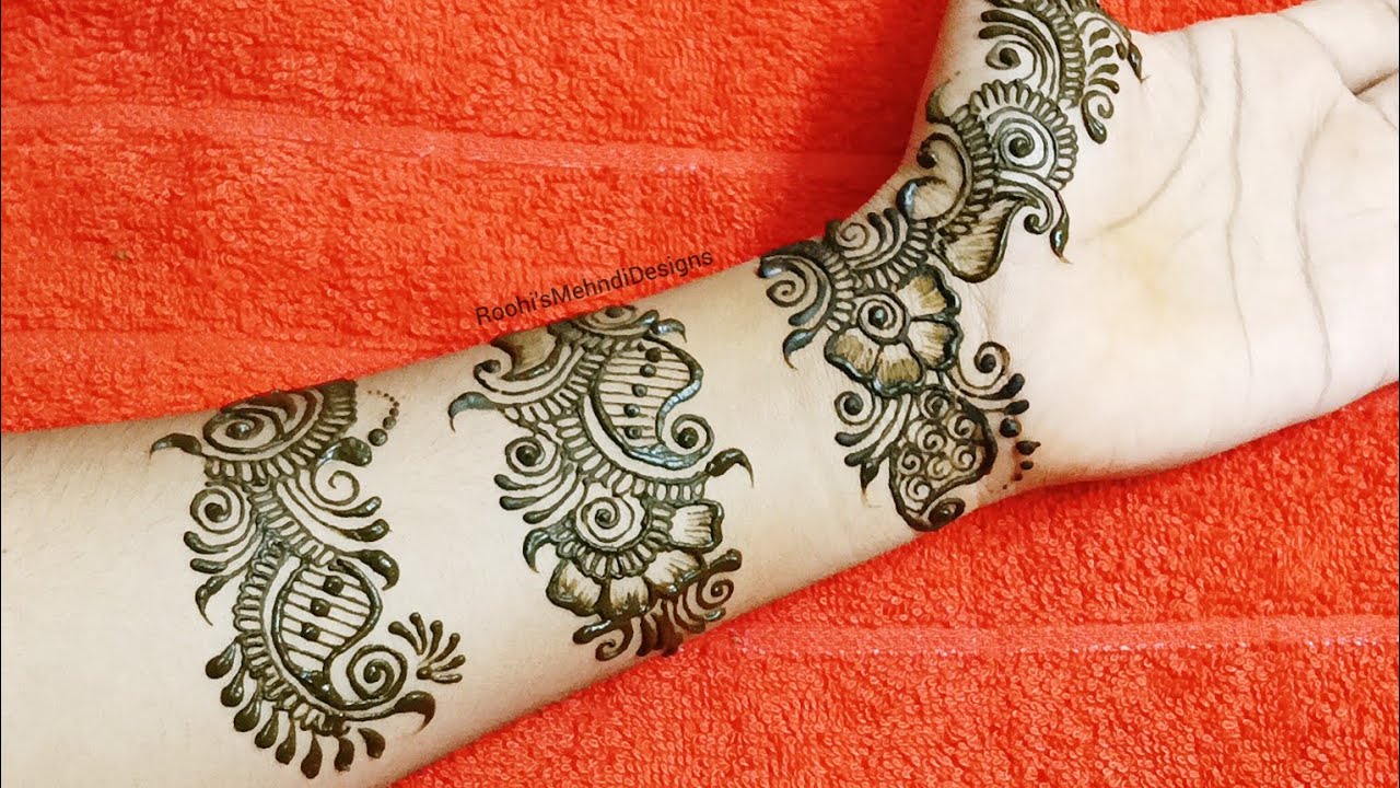 Easy bangle mehndi design for hands | front hand bridal mehndi design ...