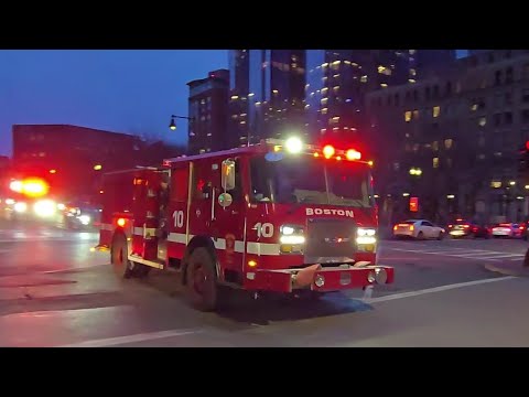 Boston Engine 10 and Tower Ladder 3 responding - YouTube