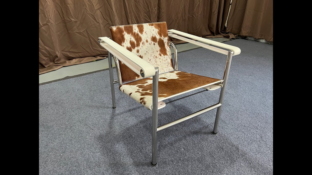 living room iconic design cowhide LC1 basculant chair replica - YouTube