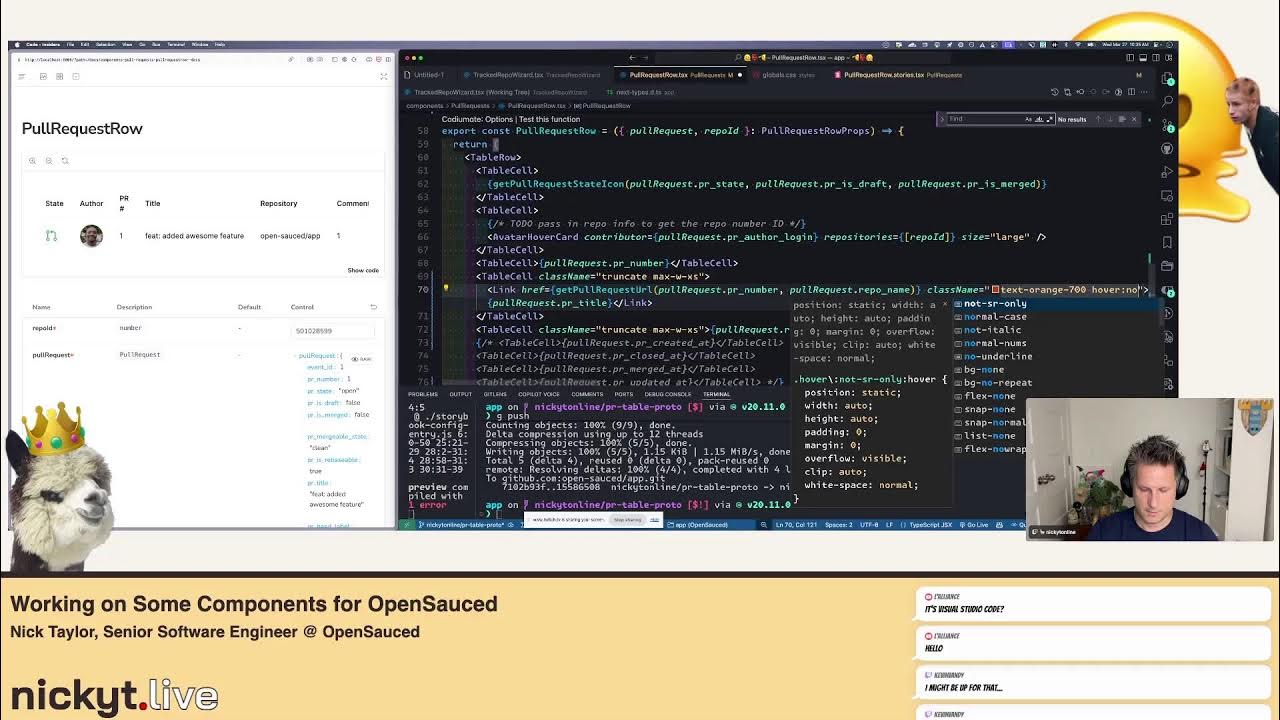 Working on Some Components for OpenSauced - YouTube
