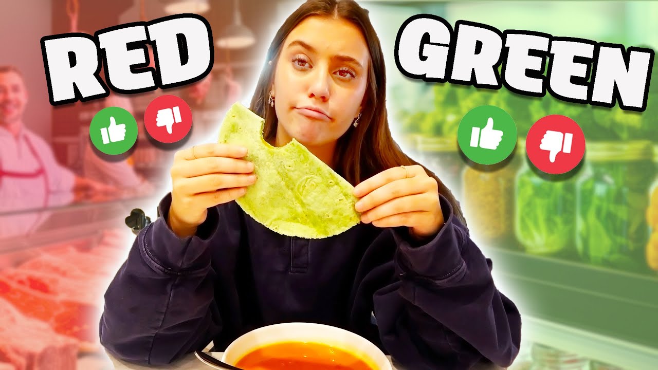 Eating ONLY Red and Green food for the day!! - YouTube