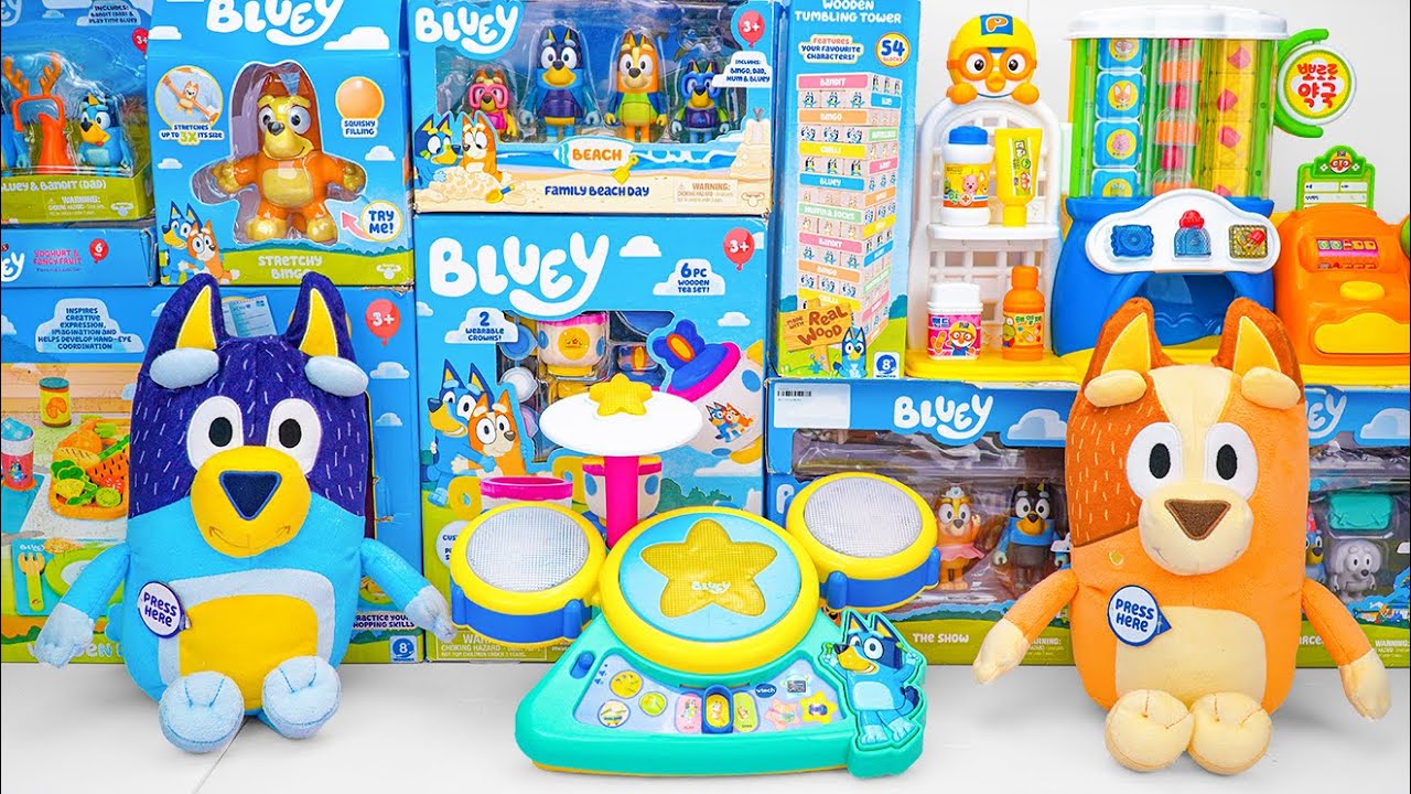 Bluey Toy Collection Unboxing Review 💙 Bluey Family Beach Day & Bluey ...
