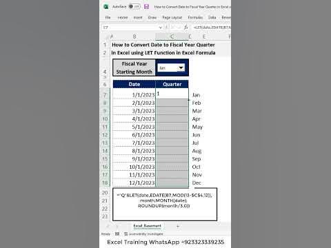 Convert Date Dynamic to Fiscal Year Quarter in #Excel #shorts - YouTube