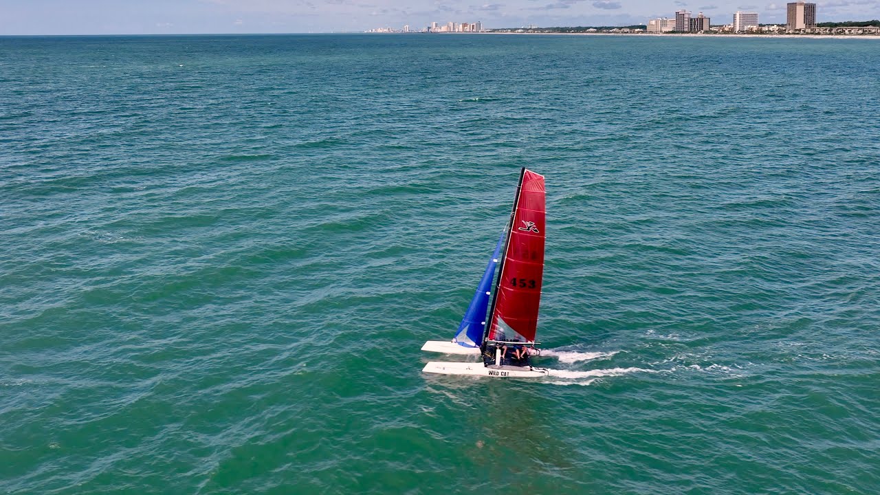 4K Drone Footage of Hobie F-18 Catamaran, "Wild Cat" - YouTube