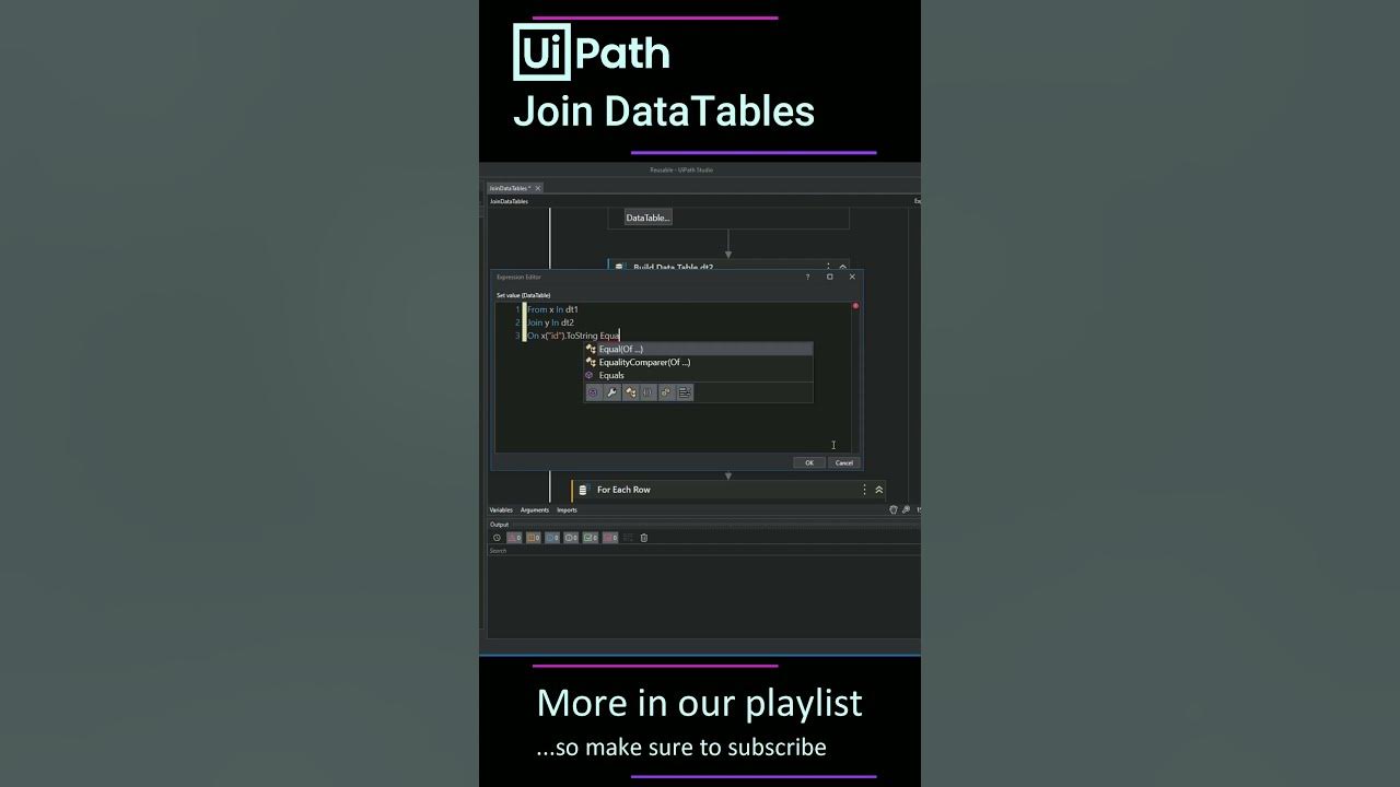 Uipath Tutorial How To Join Datatables Youtube