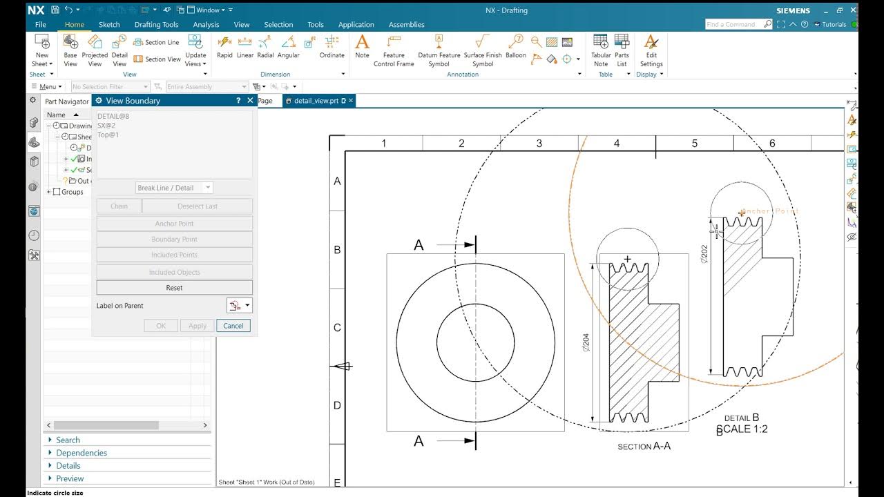 How to add a diametrical/cylindrical dimension in a detail view Siemens ...