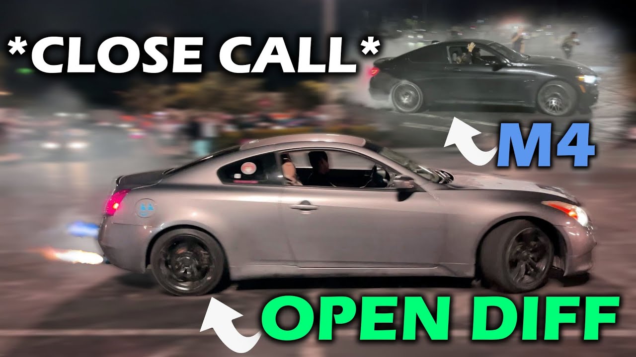 THIS IS HOW YOU DO A DONUTS WITH AN OPEN DIFF G37 | HE ALMOST HIT ...