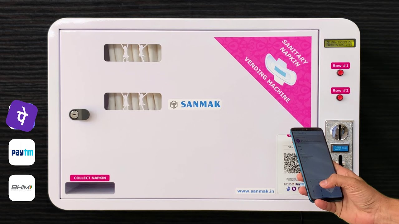 QR Payment Sanitary Napkin Vending Machine | Scan & Pay | UPI Payment ...