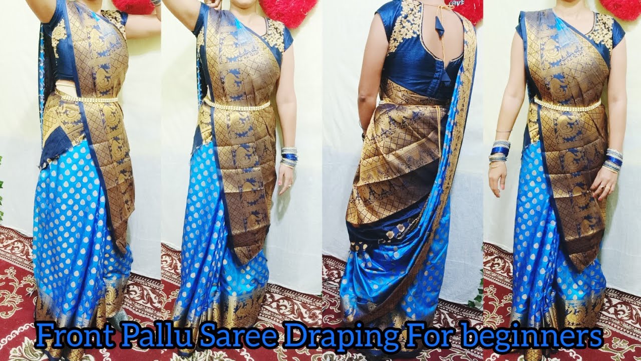 front Pallu Saree Draping step by step guide| Sidha pallu saree Draping ...