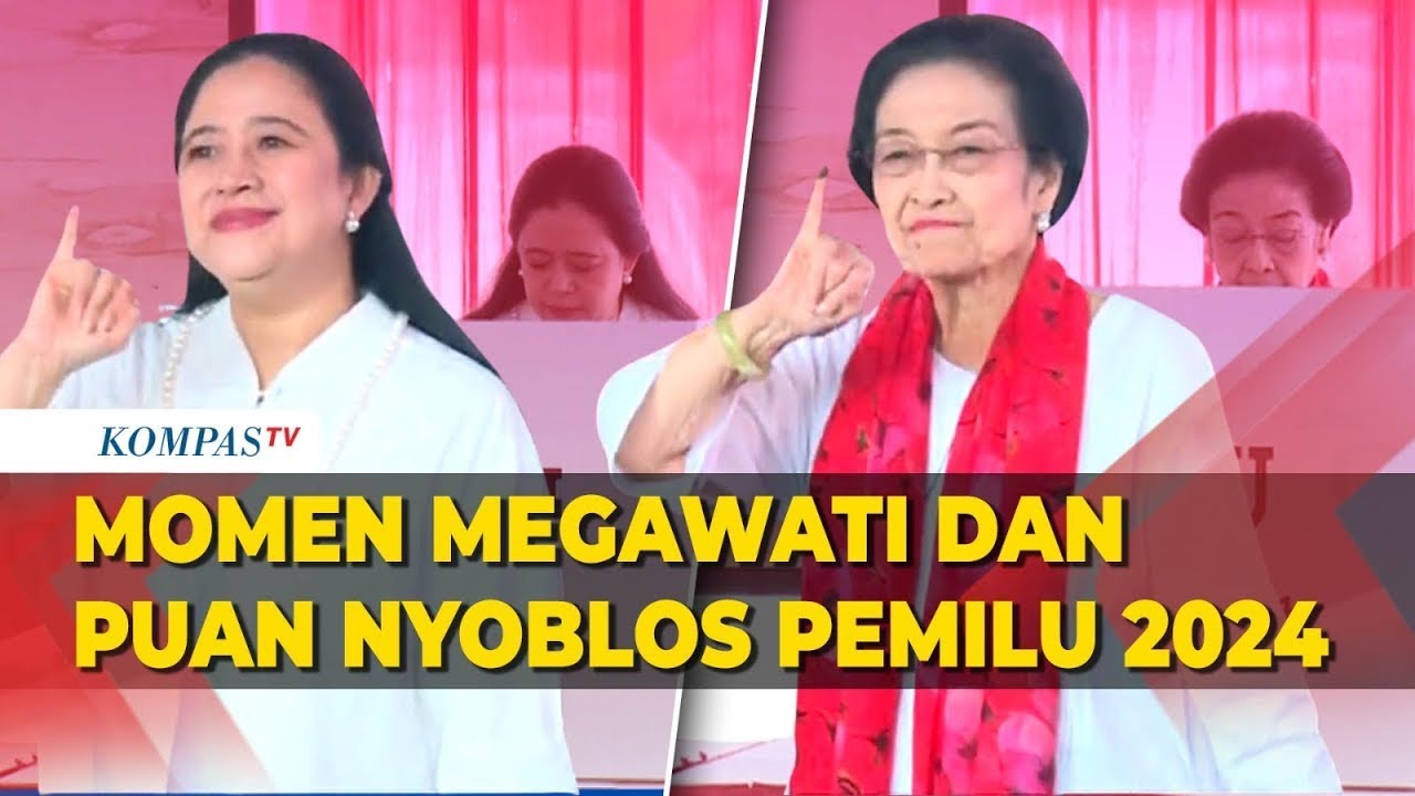 Megawati Soekarnoputri Bersama Puan Nyoblos Pemilu 2024 di Kebagusan ...