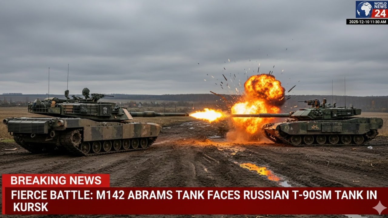 Fierce Battle: M1A2 Abrams tank faces a Russian T-90SM tank in Kursk ...