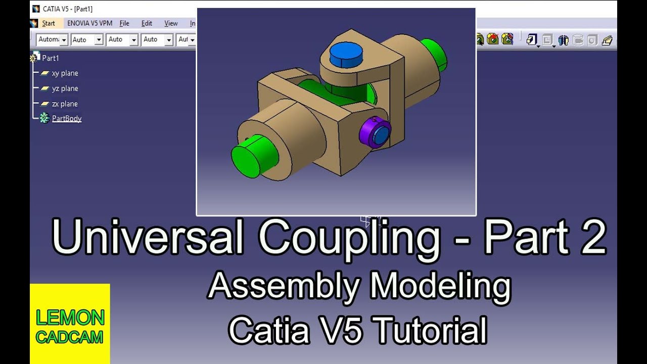 Universal Coupling Part-2, Assembly Modeling - YouTube