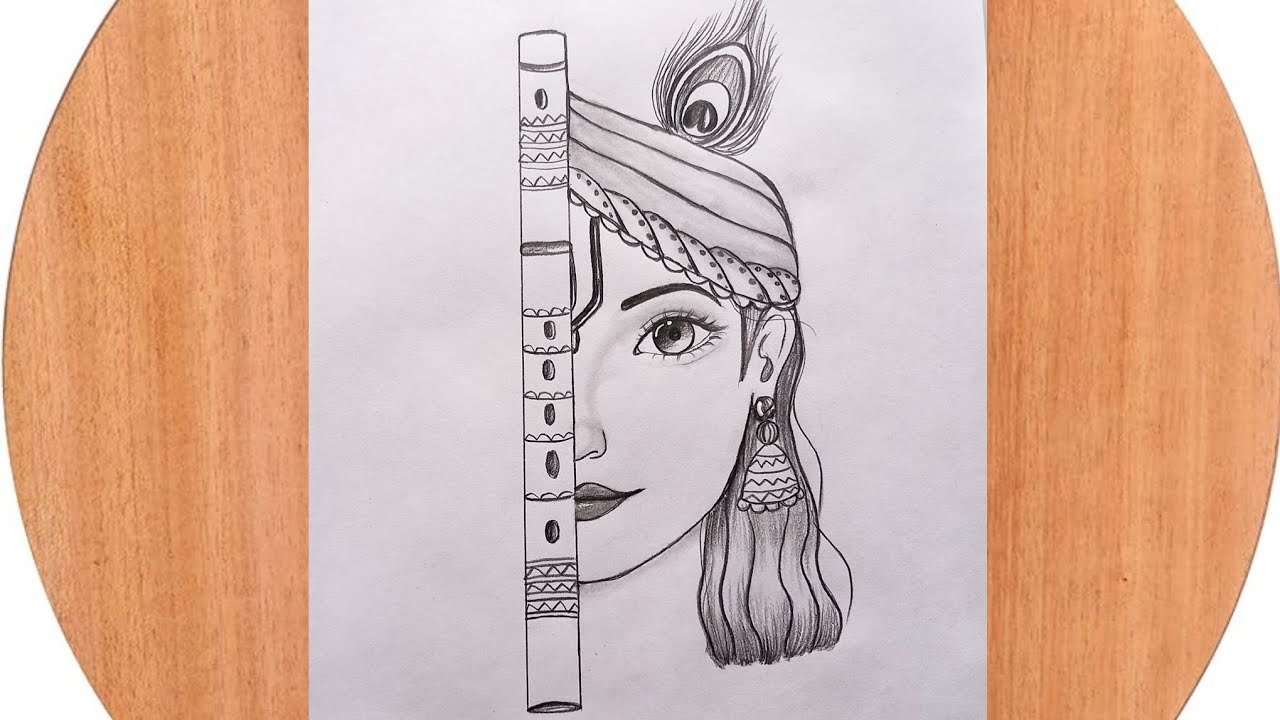How to draw Krishna Half face, easy drawing for beginners | krishna ...