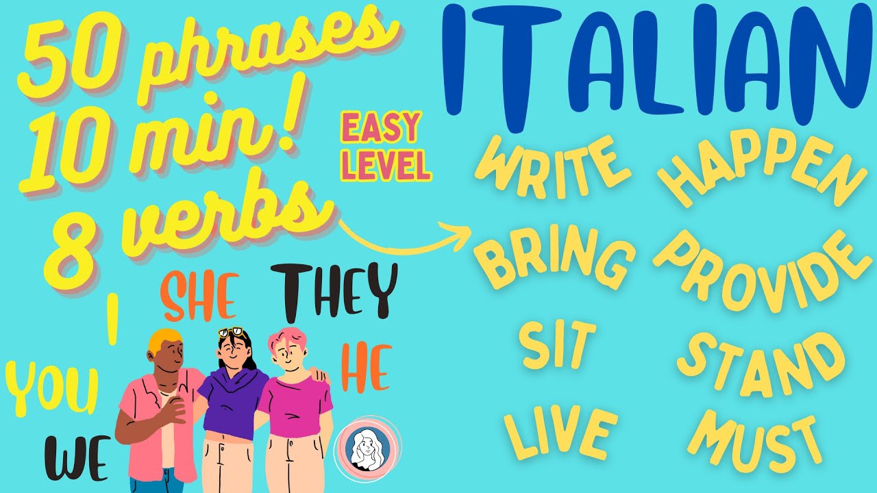 #8 Super easy Italian phrases series : 8 verbs + 6 Personal pronouns ...
