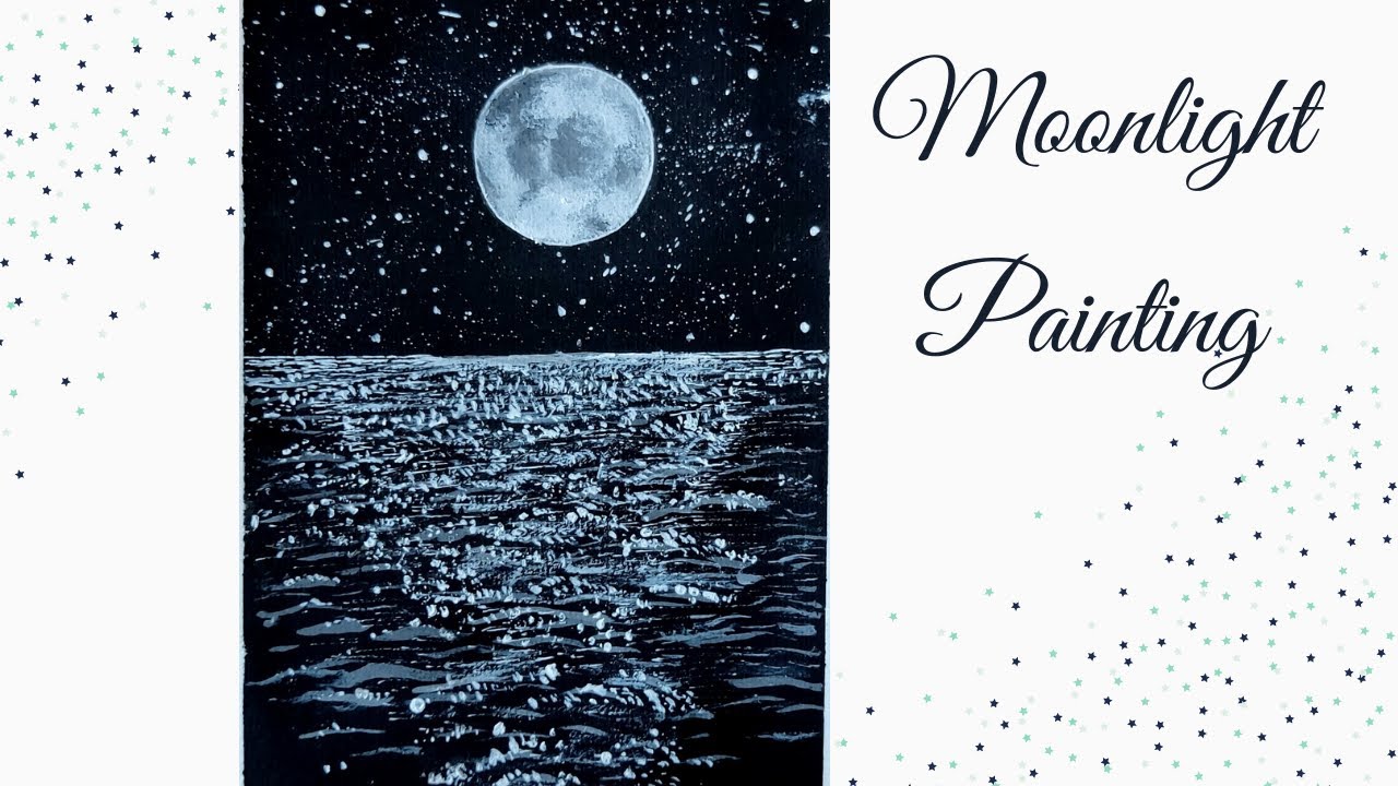 Easy Moonlight Painting For Beginner | Moonlight Night Painting - YouTube