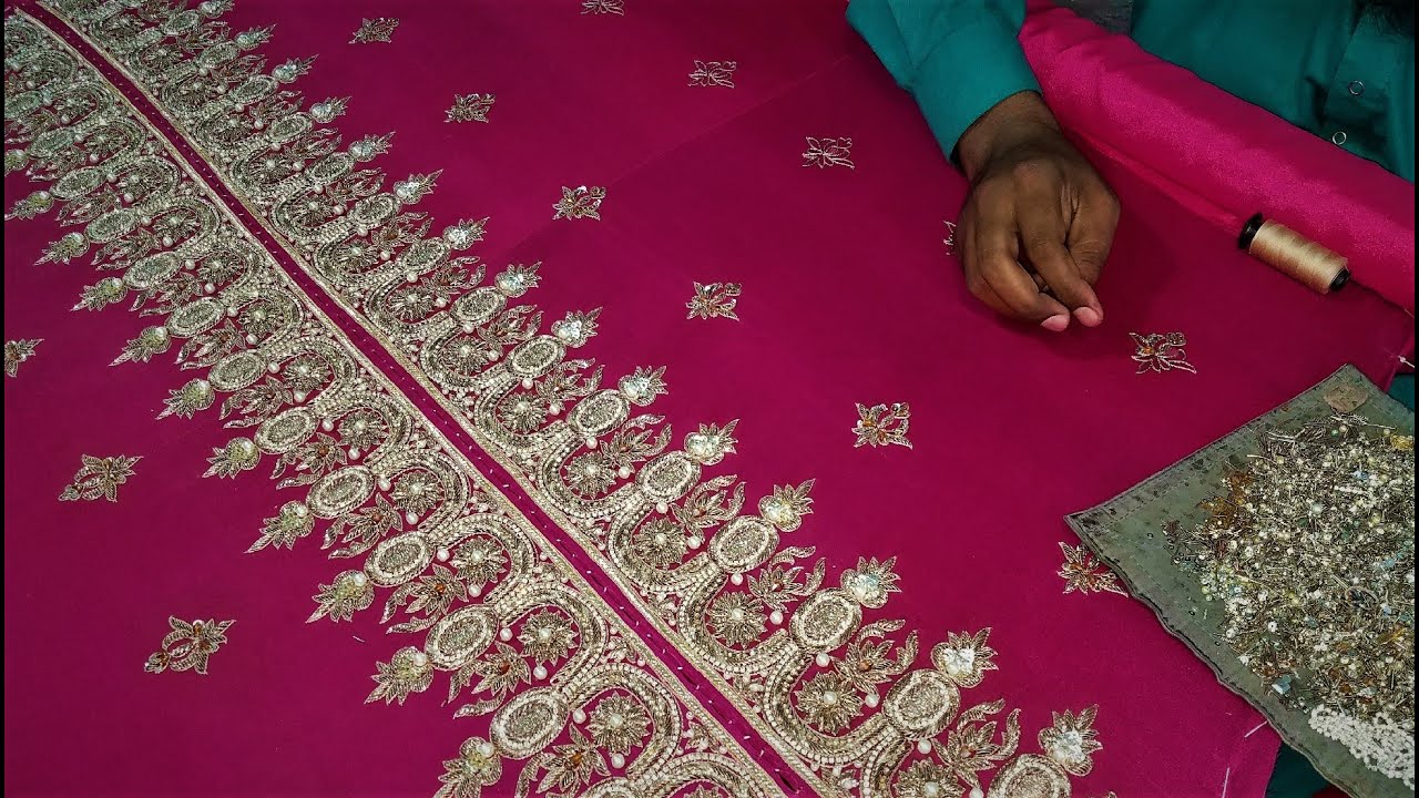 Salma Work Basic | Zardosi work ideas | Tutorial | Embroidery Design ...
