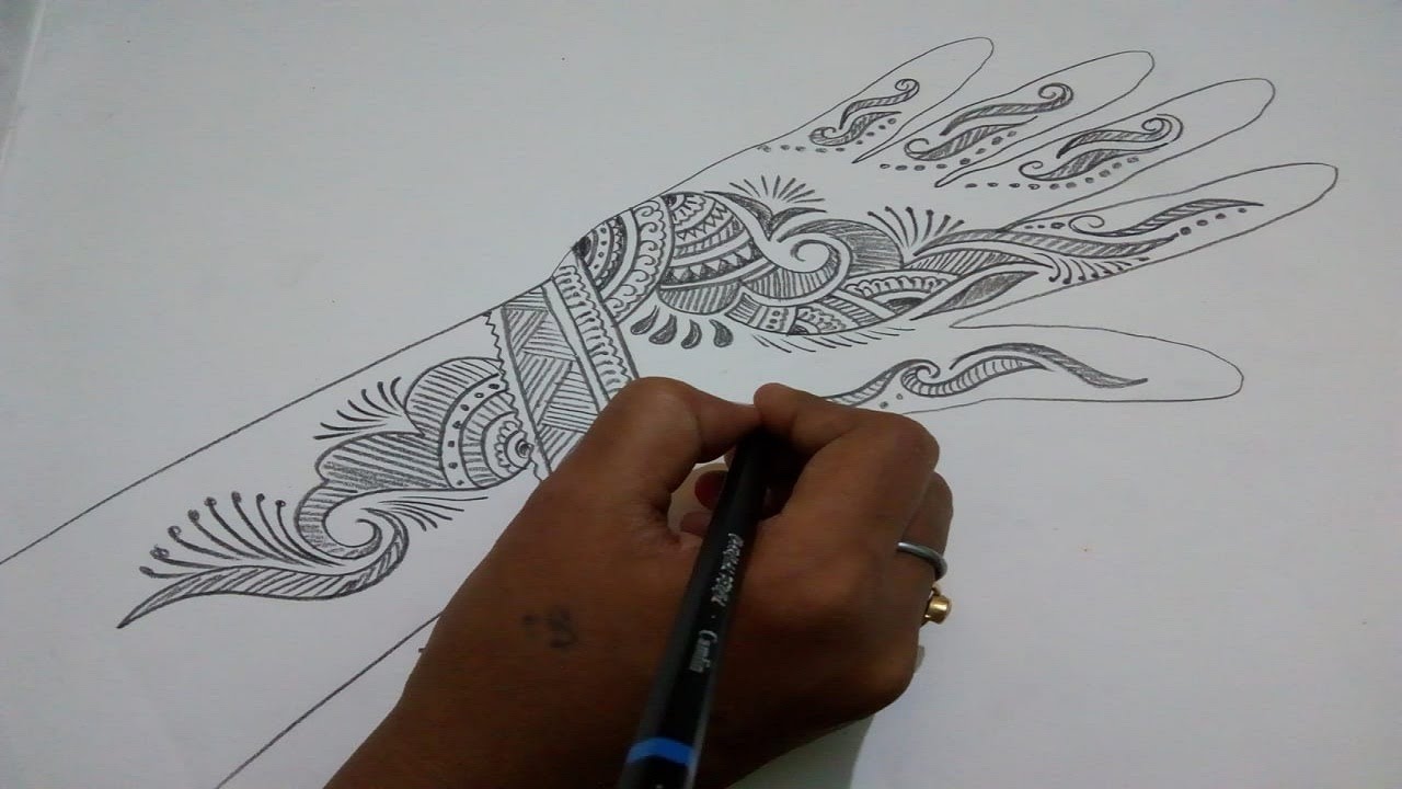 How to draw mehndi sketch with pencil step by step||Teej Special - YouTube