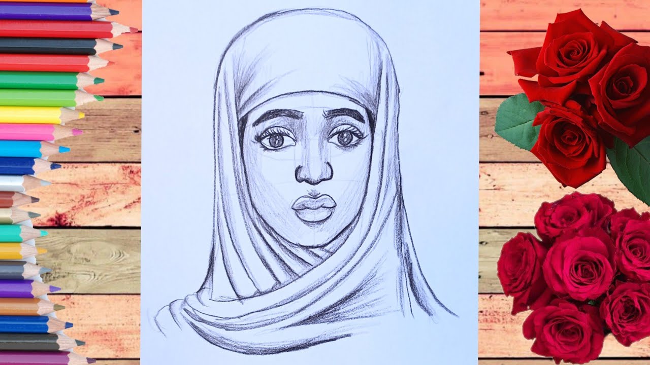 how to draw hijab girl easy step-by-step drawing - YouTube