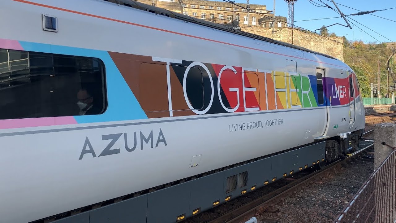 Class 801 LNER Azuma Pride Livery Leaving Edinburgh Waverley for London ...