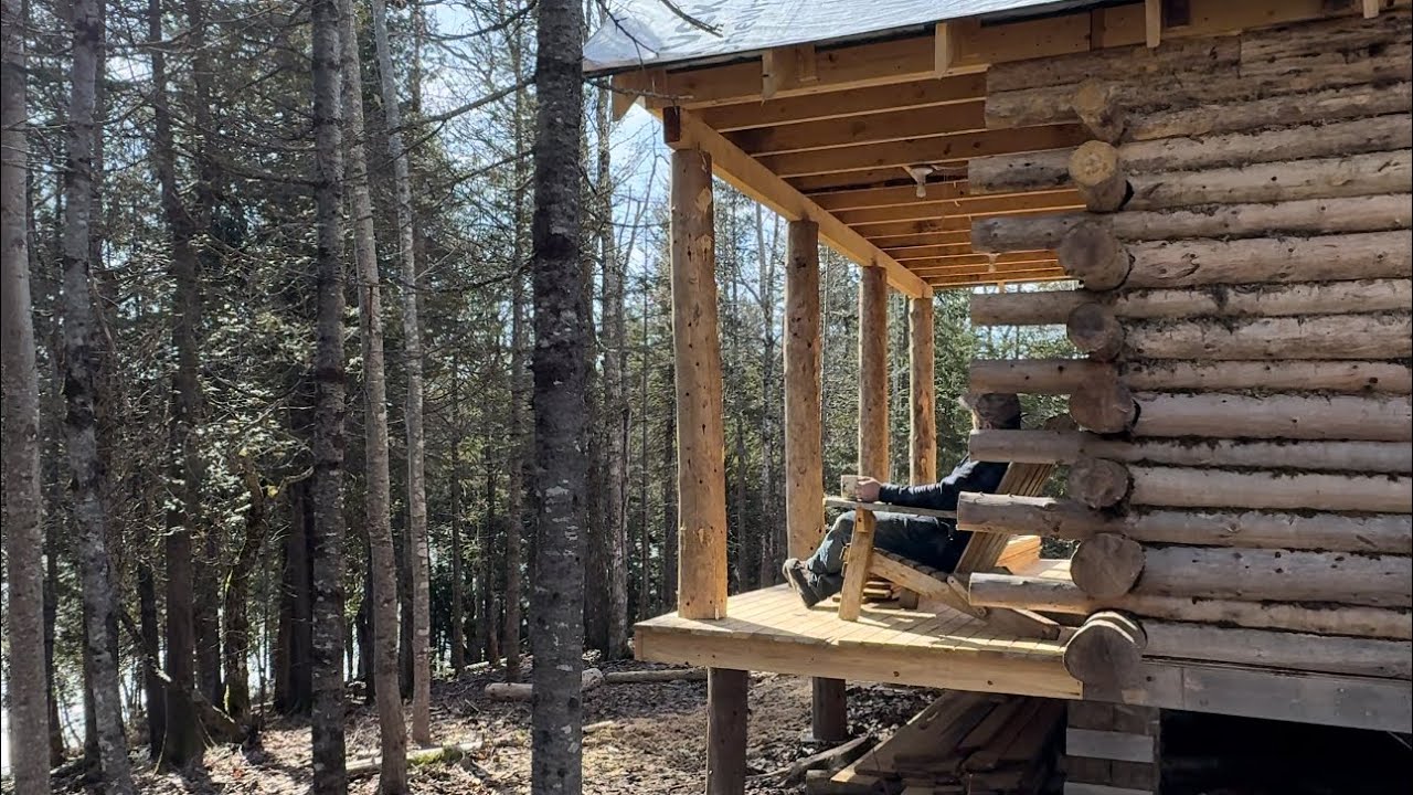 Building an off grid log cabin,April is almost here to finish my roof ...